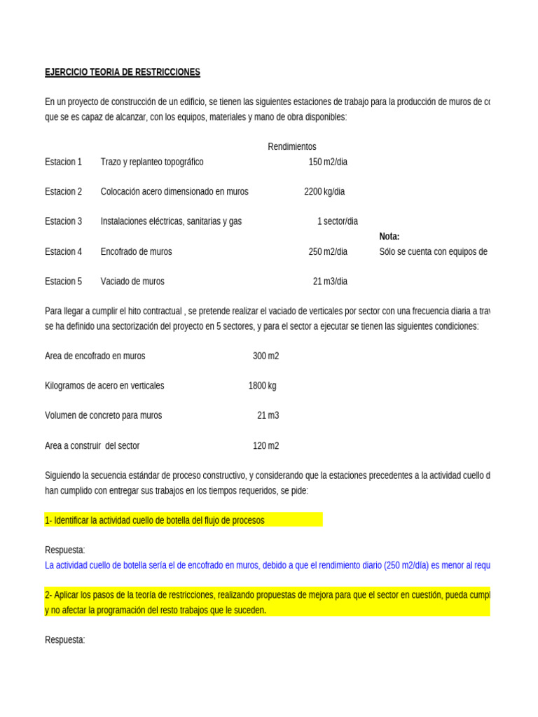 Ejercicio Teoria de Restricciones | PDF | Hormigón
