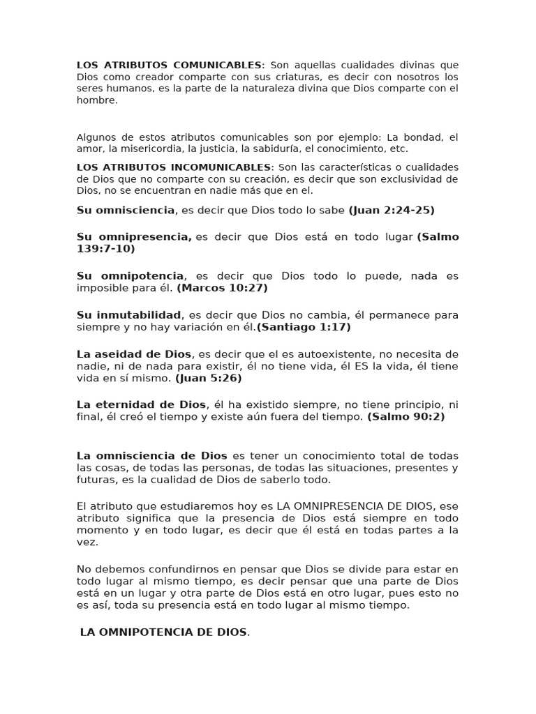 Los Atributos de Dios | PDF | Dios | Omnipotencia