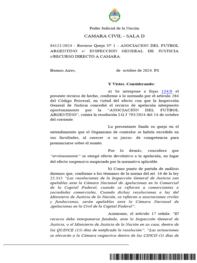 Fallo de La Cámara de Apelaciones en Lo Civil | PDF | Apelación | Ley ...