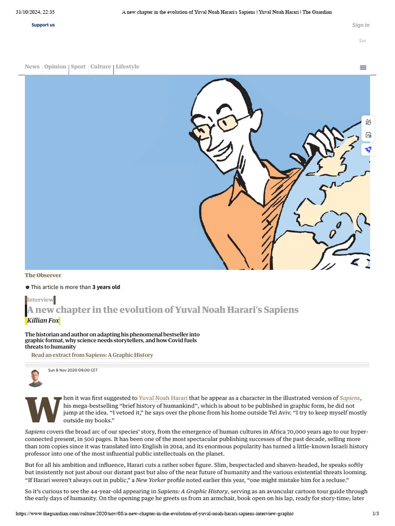 A New Chapter in The Evolution of Yuval Noah Harari's Sapiens - Yuval Noah Harari - The Guardian ...