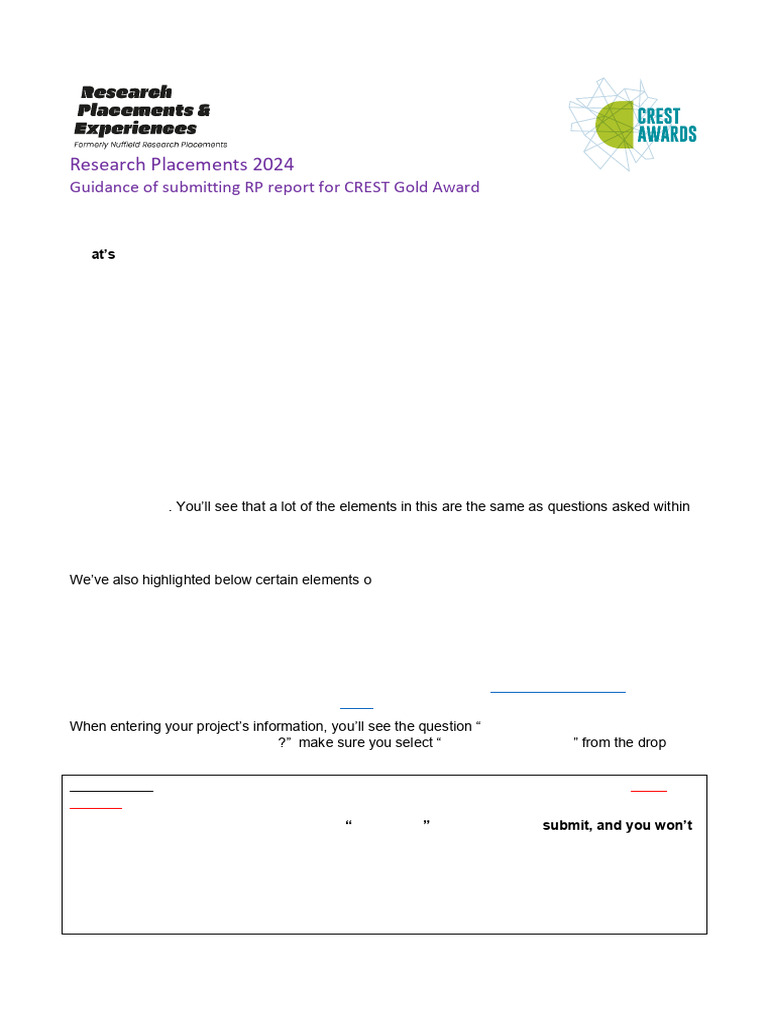 CREST Award Submission Guidance 2024 | PDF | Cognitive Science | Cognition