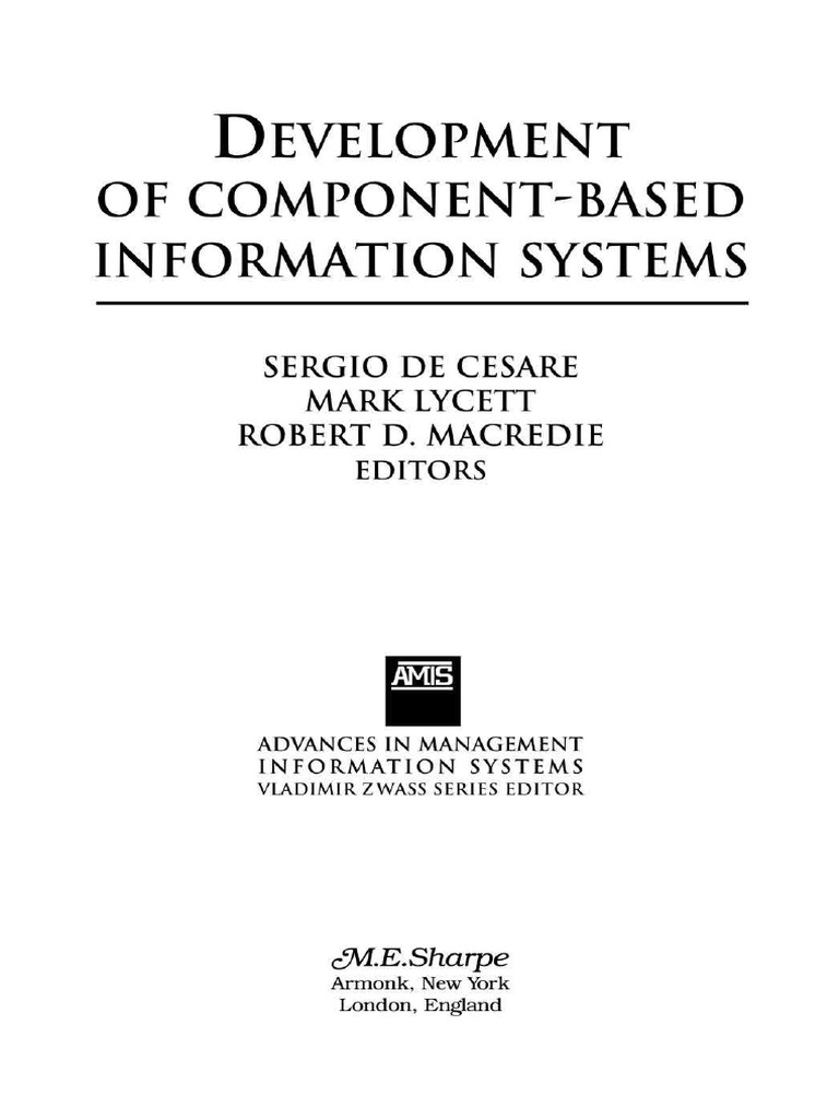 Development of Component-Based Information Systems (Advances - Sergio de Cesare, Mark Lycett ...