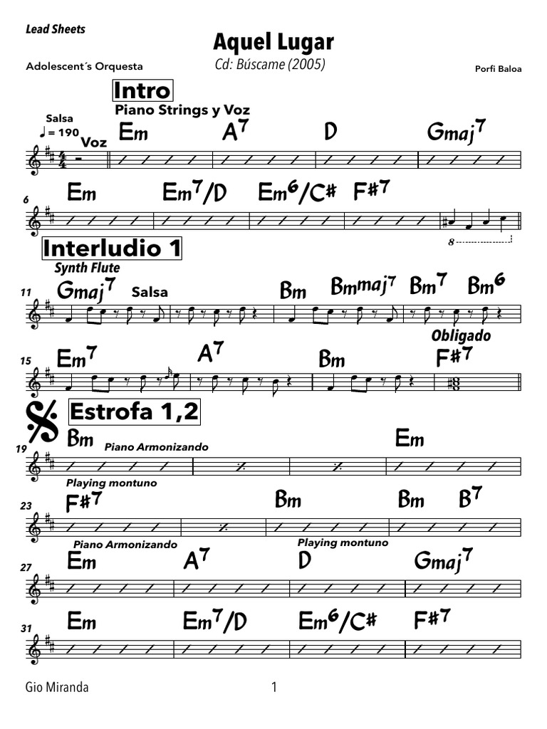 Aquel Lugar (Adolescentes) - Lead Sheet | PDF