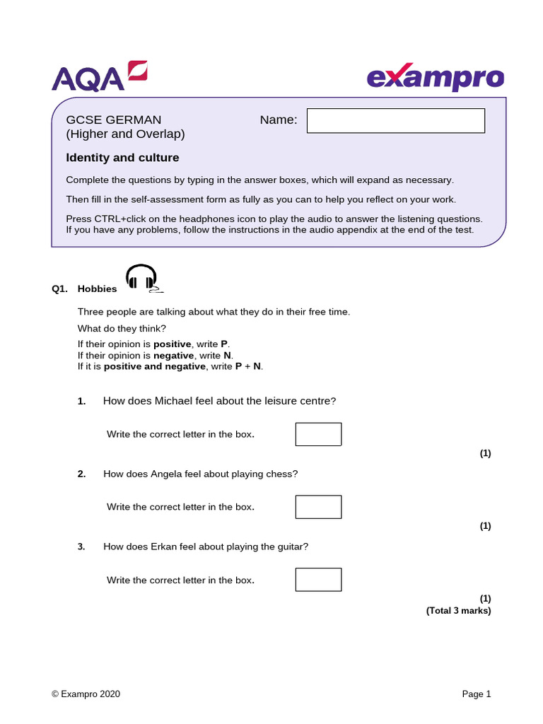 GCSE German: Identity & Culture | PDF