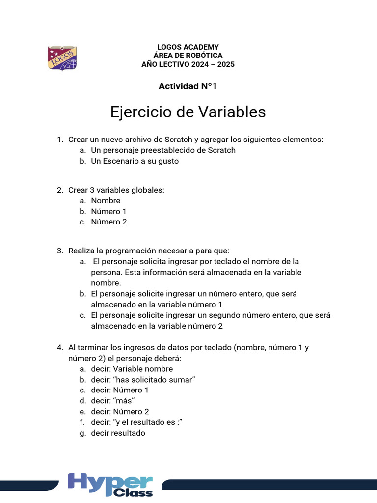 Ejercicio de Variables | PDF | Informática