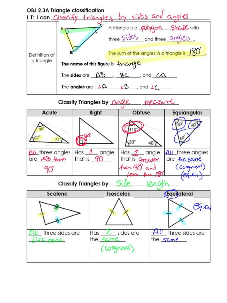 Kami Export - 5TH PERIOD OBJ 2.3A - Notes - Classify Triangles | PDF