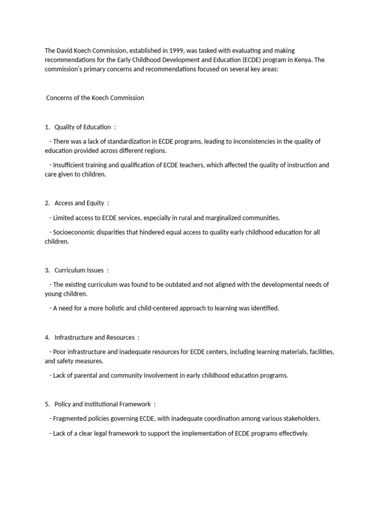 The David Koech Commission | PDF | Early Childhood Education ...