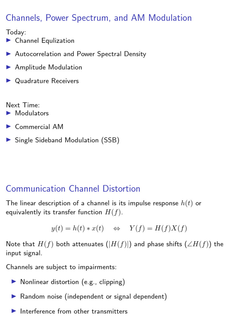 E ChannelEqualizationPowerSpectrumAM | PDF | Modulation | Spectral Density