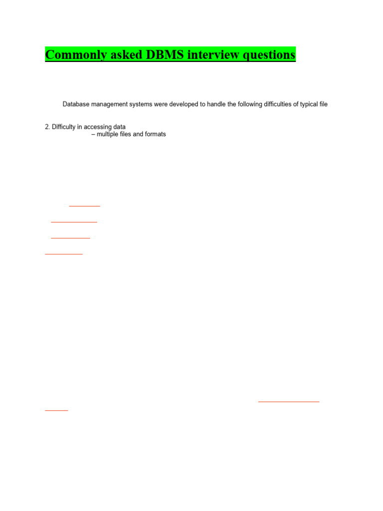 DBMS Interview Questions Overview | PDF | Relational Database | Relational Model