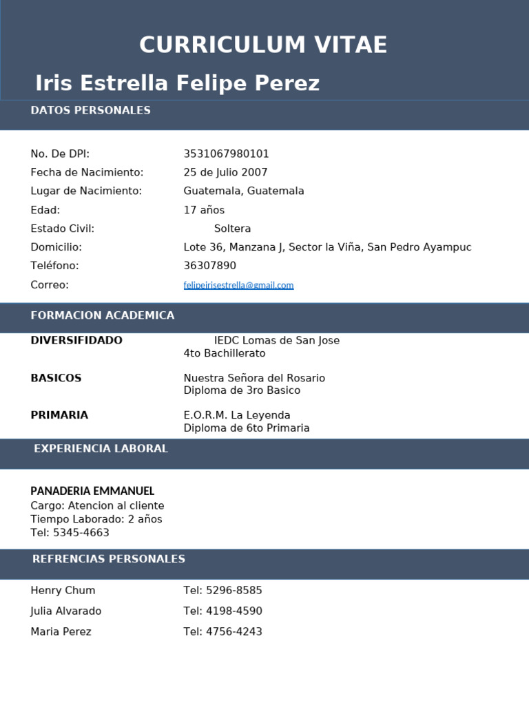 Curriculum Vitae de Iris Estrella Pérez | PDF | Salud y bienestar