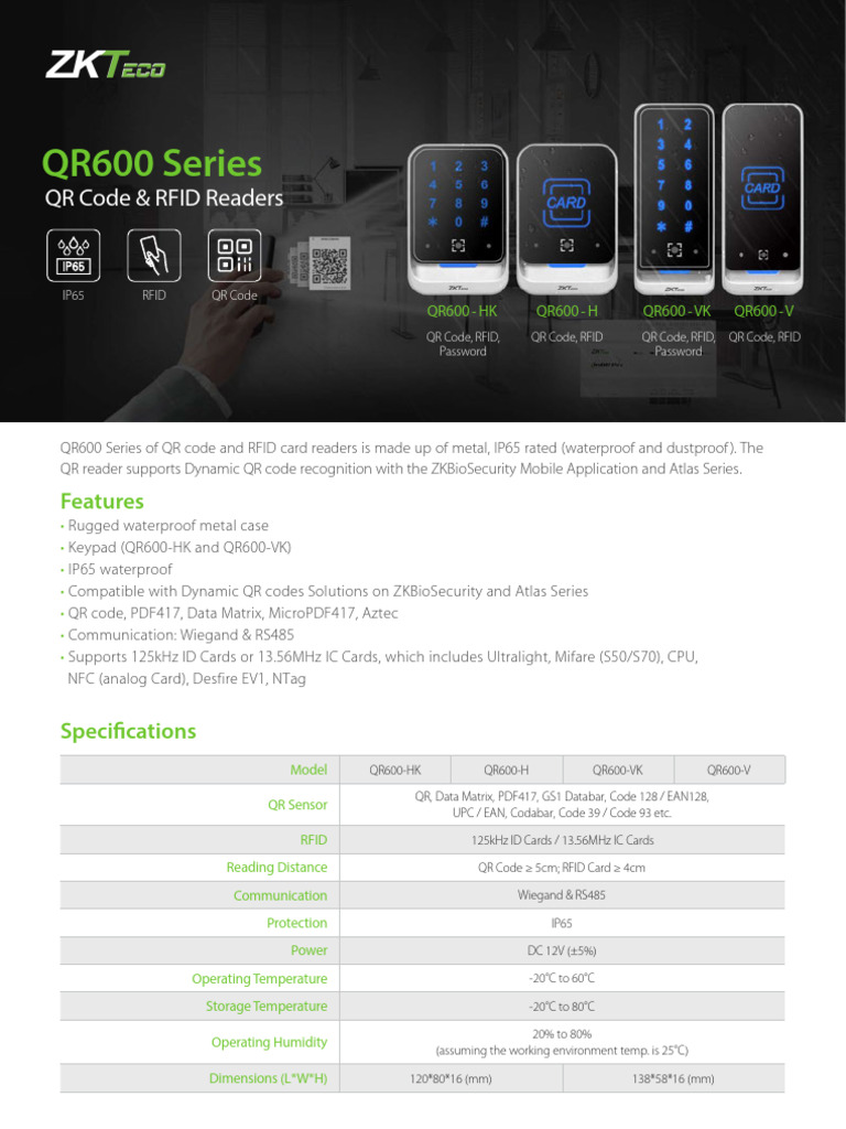 QR600 Datasheet | PDF | Radio Frequency Identification | Telecommunications