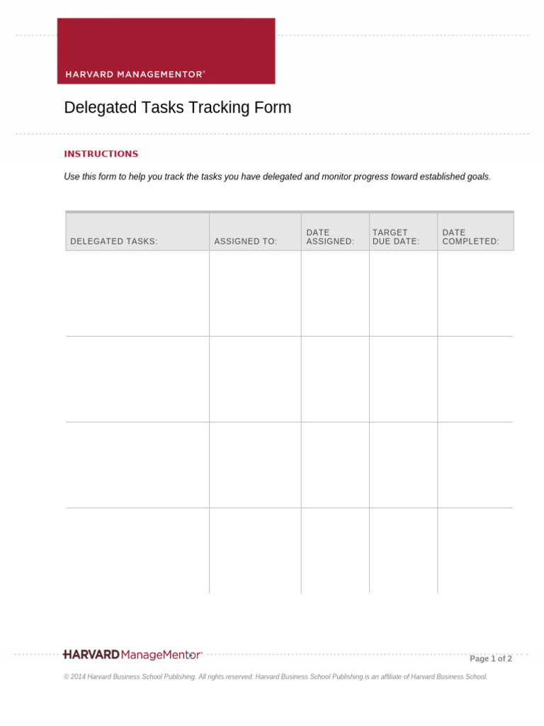 Delegated Tasks Tracking Form | PDF