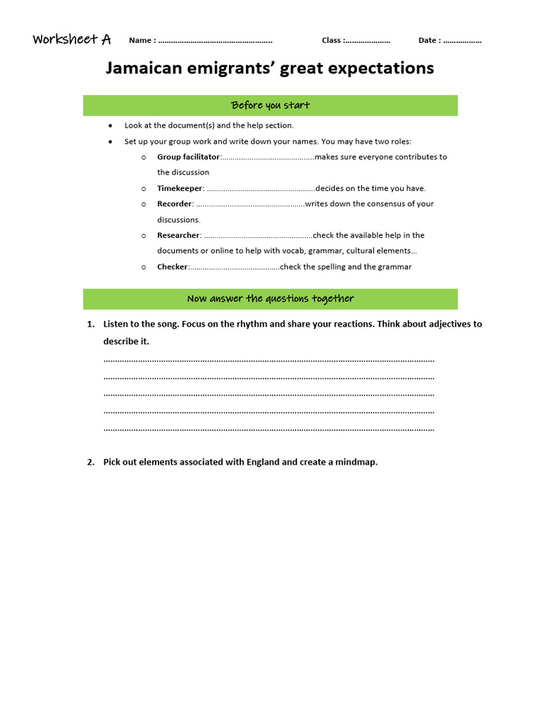 Group Work Worksheet A | PDF