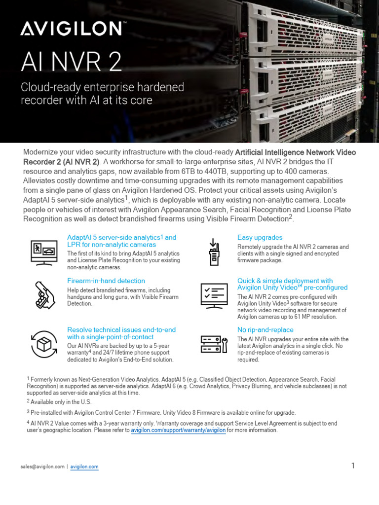Avigilon AI NVR 2 en datasheet | PDF | Artificial Intelligence | Intelligence (AI) & Semantics