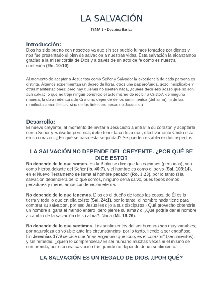 La Salvacion - Tema 1 | PDF | Salvación | Cristo (título)