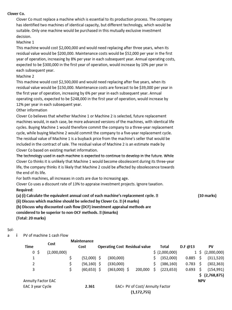 Clover Co. | PDF | Discounted Cash Flow | Business