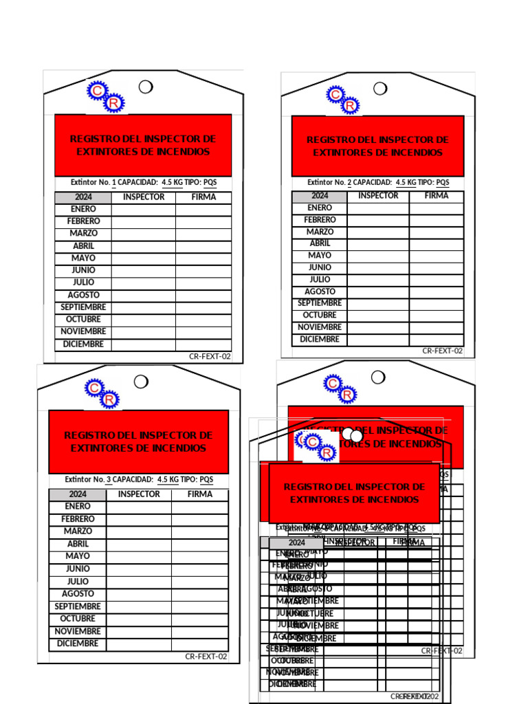 Etiquetas de Inspeccion de Extintores | PDF | Supresión de incendios | Elementos arquitectónicos