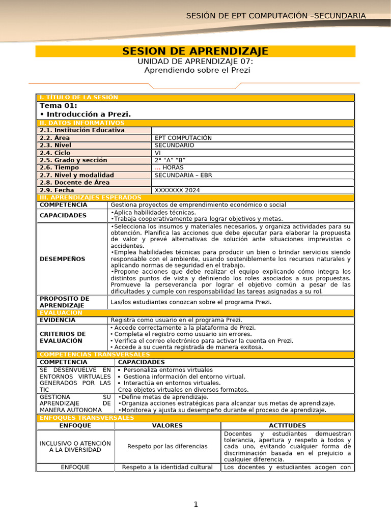 2° Sesion Actv 01 Ept-Computación 2024-1 | PDF | Enseñando | Aprendizaje