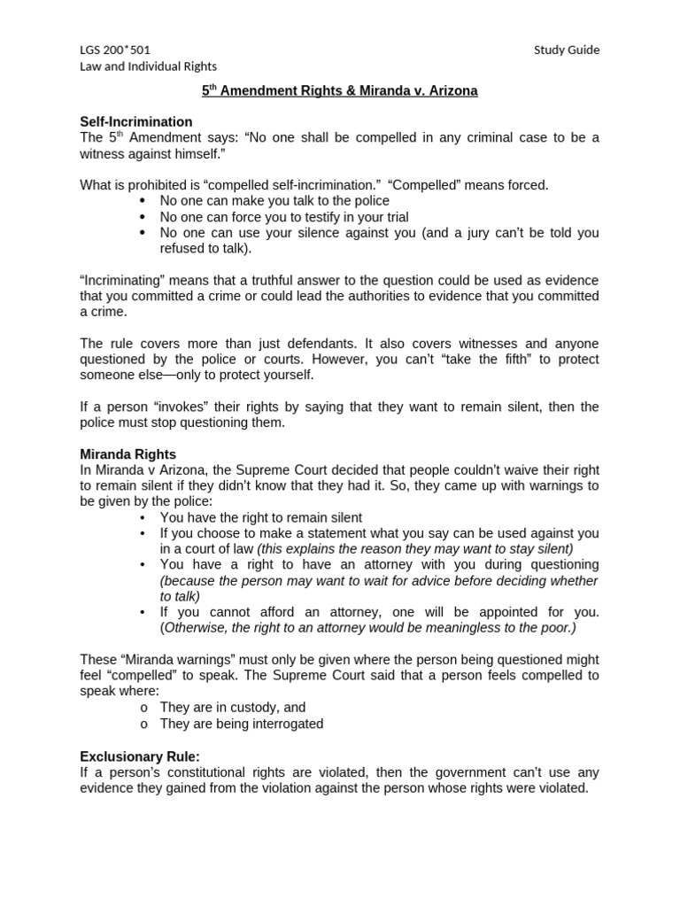 5th Amendment Rights | PDF