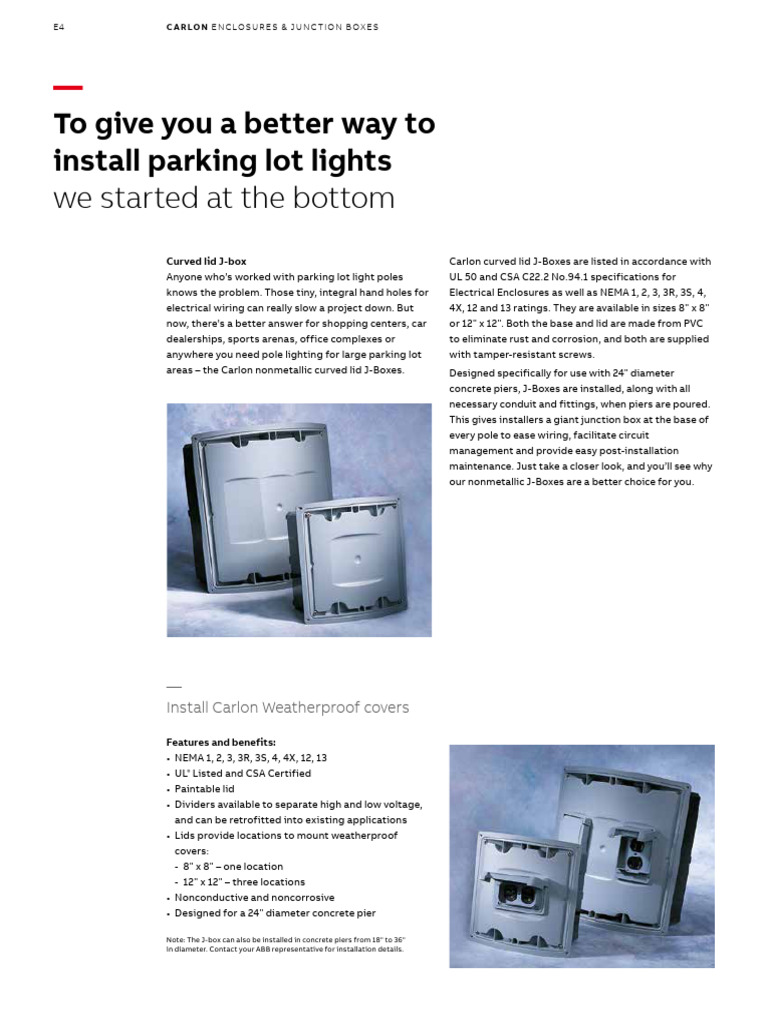 Carlon Nonmetallic Junction Boxes | PDF | Electrical Wiring | Components