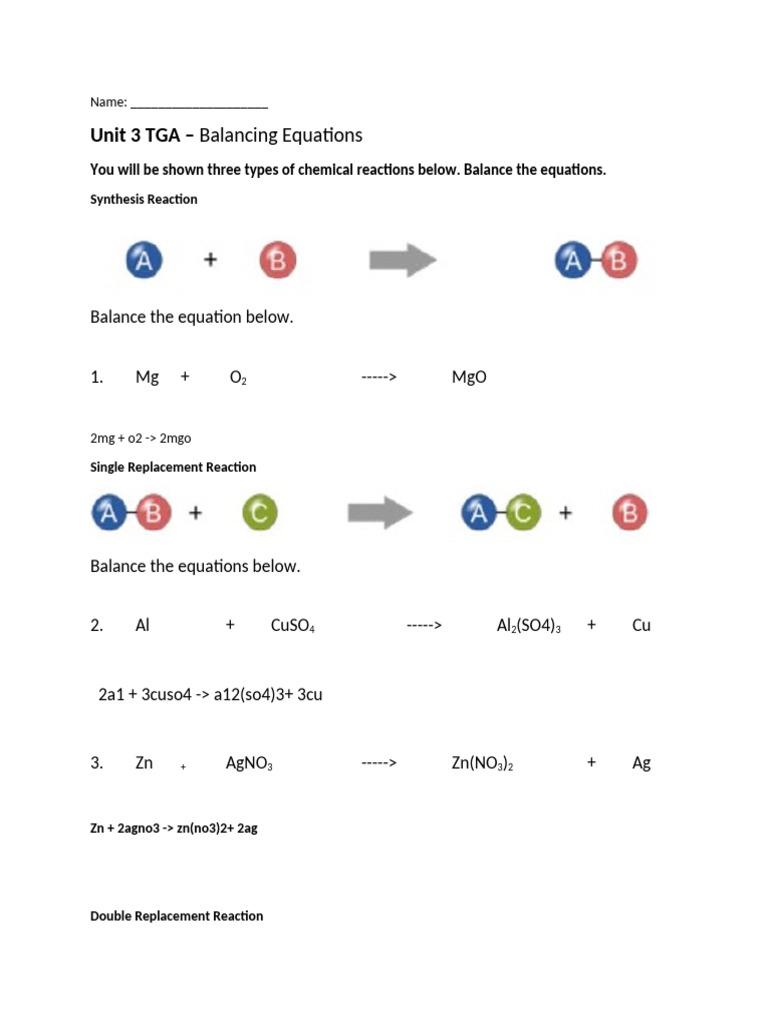Balancing Chemical Equations Guide | PDF