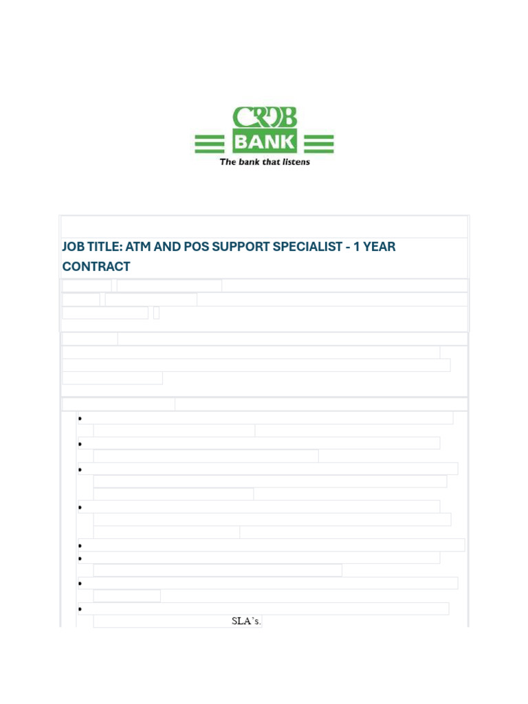 CRDB October Vacancies | PDF | Point Of Sale | Automated Teller Machine