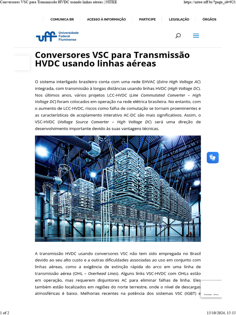 Conversores VSC para Transmissão HVDC Usando Linhas Aéreas - NITEE ...