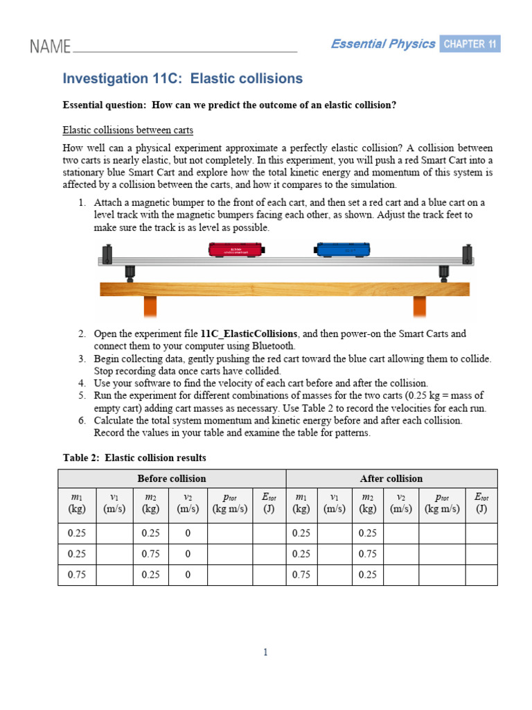 Elastic Collision Experiment Guide | PDF | Collision | Momentum