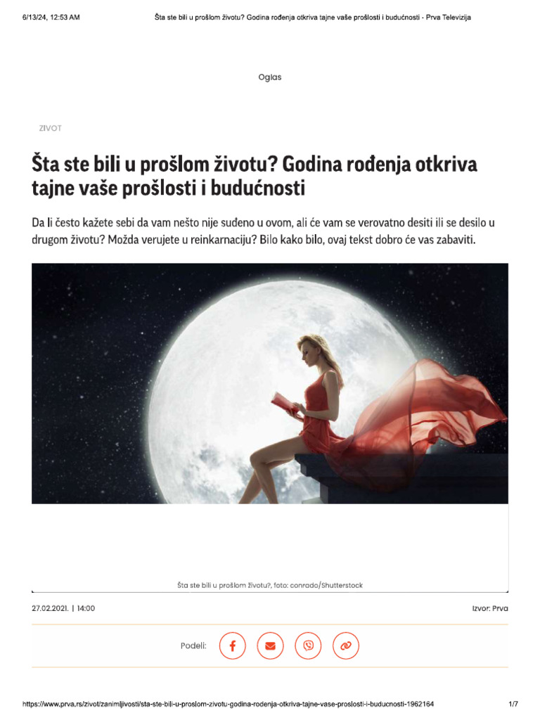 Sta Smo Bili U Prethodnom Zivotu Prema Godini Rodjenja | PDF