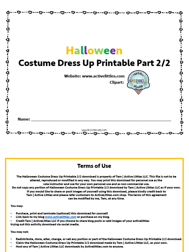 Halloween Costume Dress Up Printable 2 - Active Littles - Compressed ...