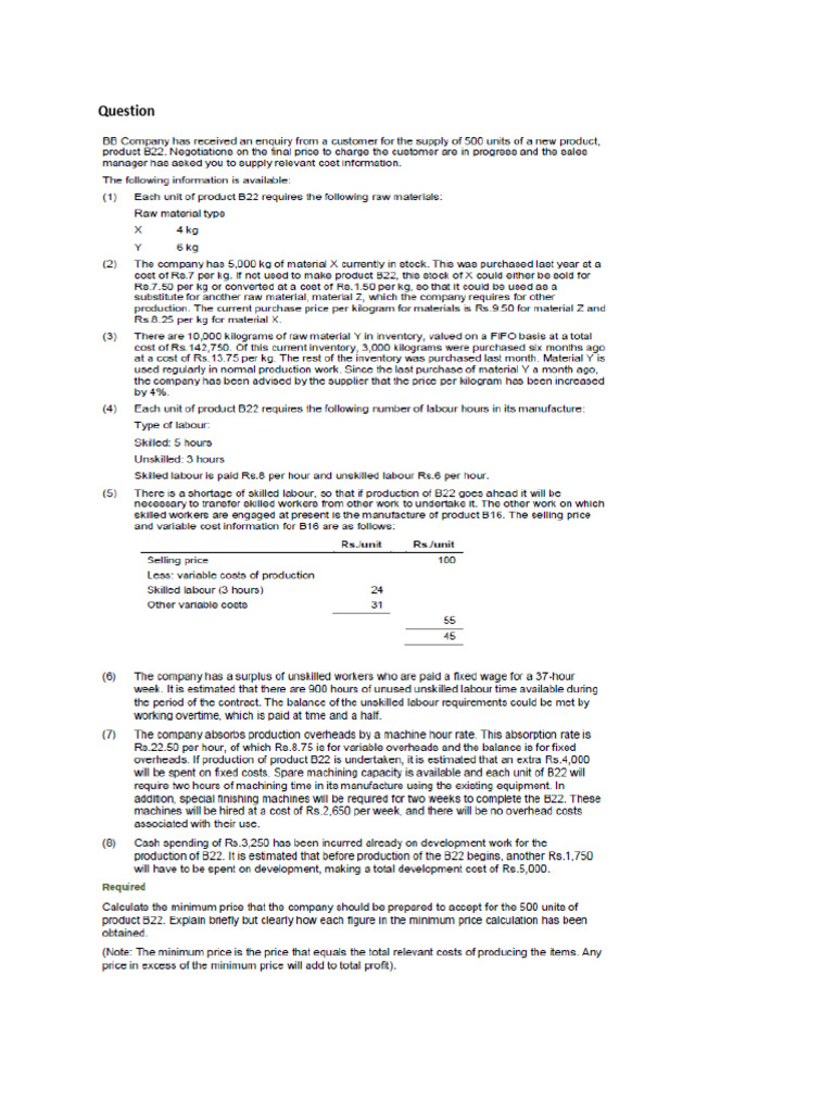 BB Company (ICAP Question Bank) | PDF