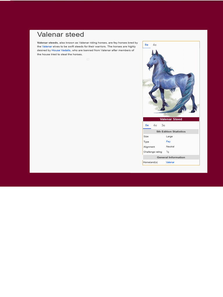 Valenar Steed - Eberron Wiki - Fandom | PDF