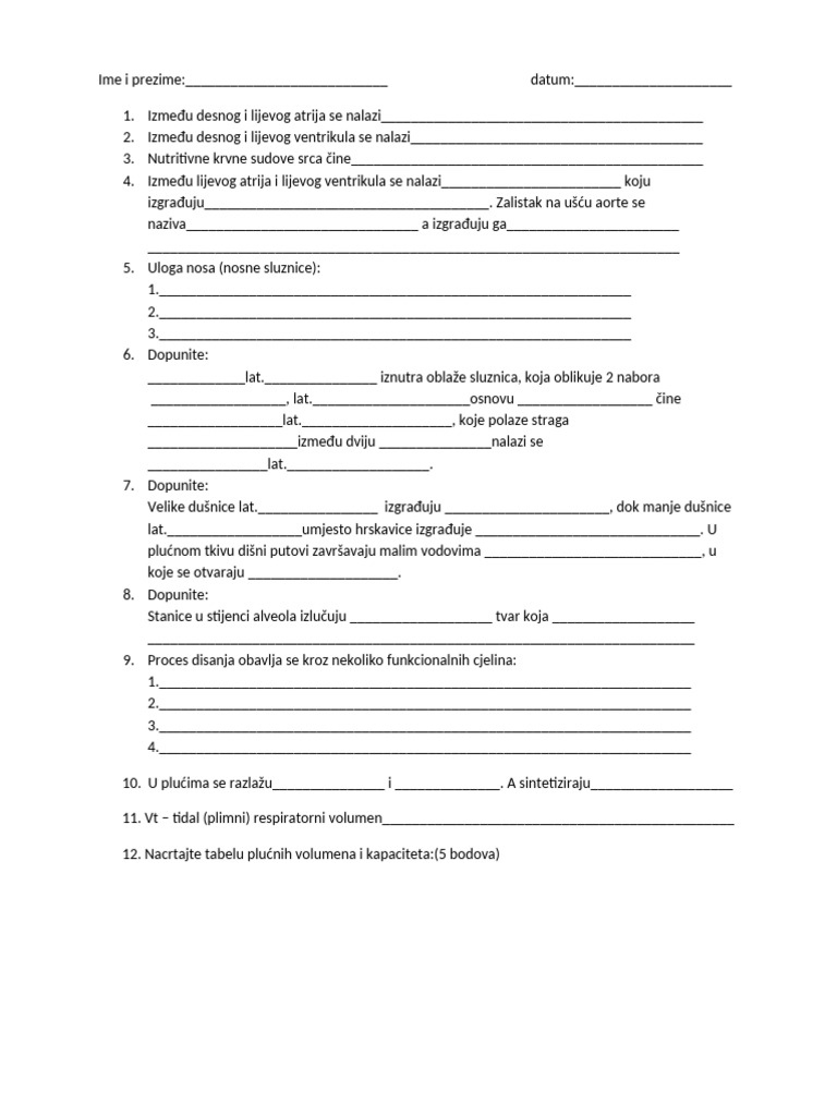 Anatomija TEST 3 | PDF