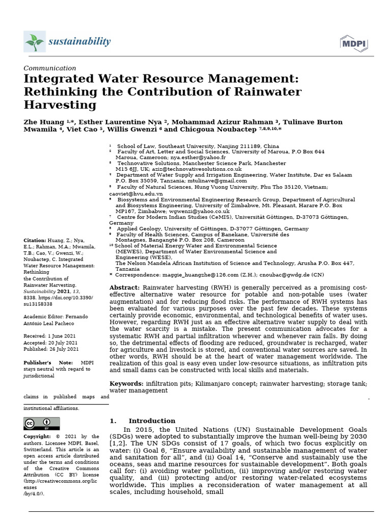 Integrated Water Resource Management, Rethinking The Contribution of ...