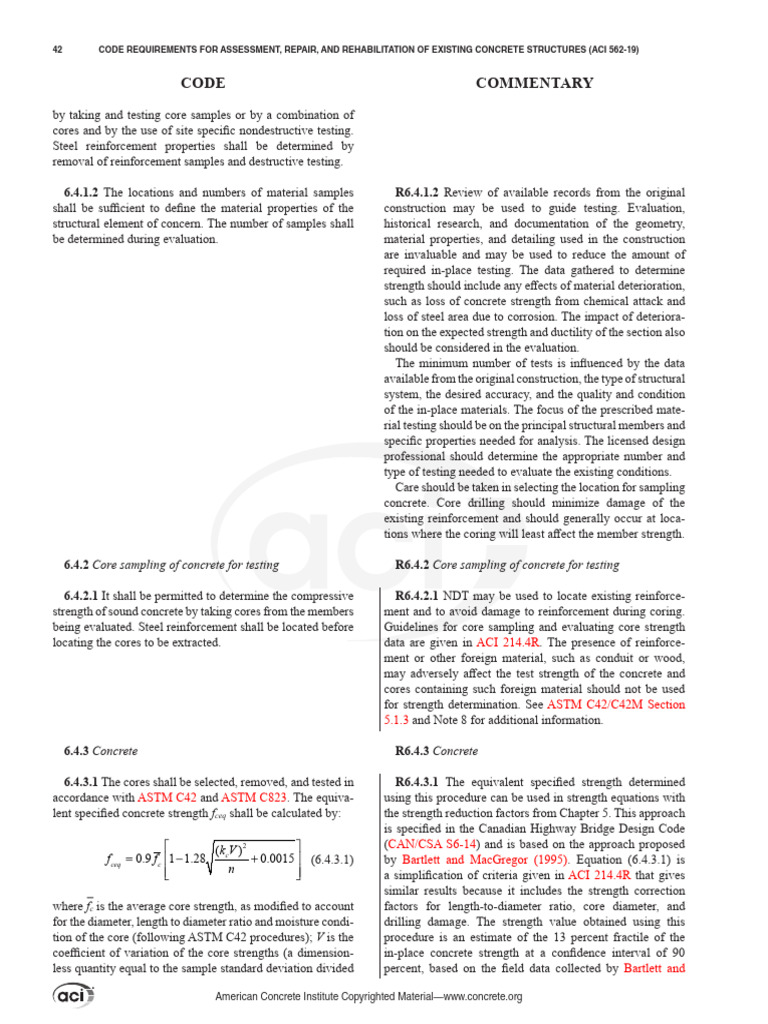 Code Commentary: Core Sampling of Concrete For Testing Core Sampling of ...