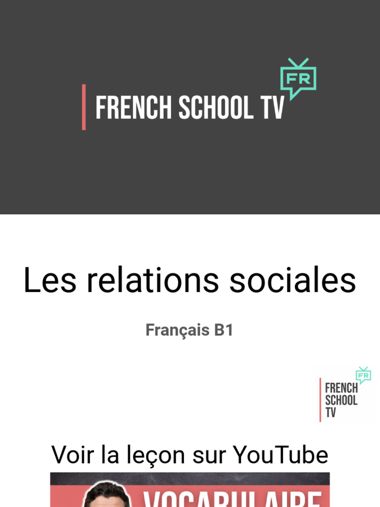 Relations sociales et amicales en français | PDF | Amour | Relations ...