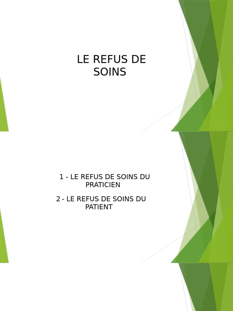 Refus de soins : droits et obligations | PDF | Consentement éclairé ...