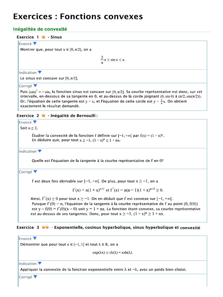 10 - Fonctions Convexes BIBMATH - 060510 | PDF
