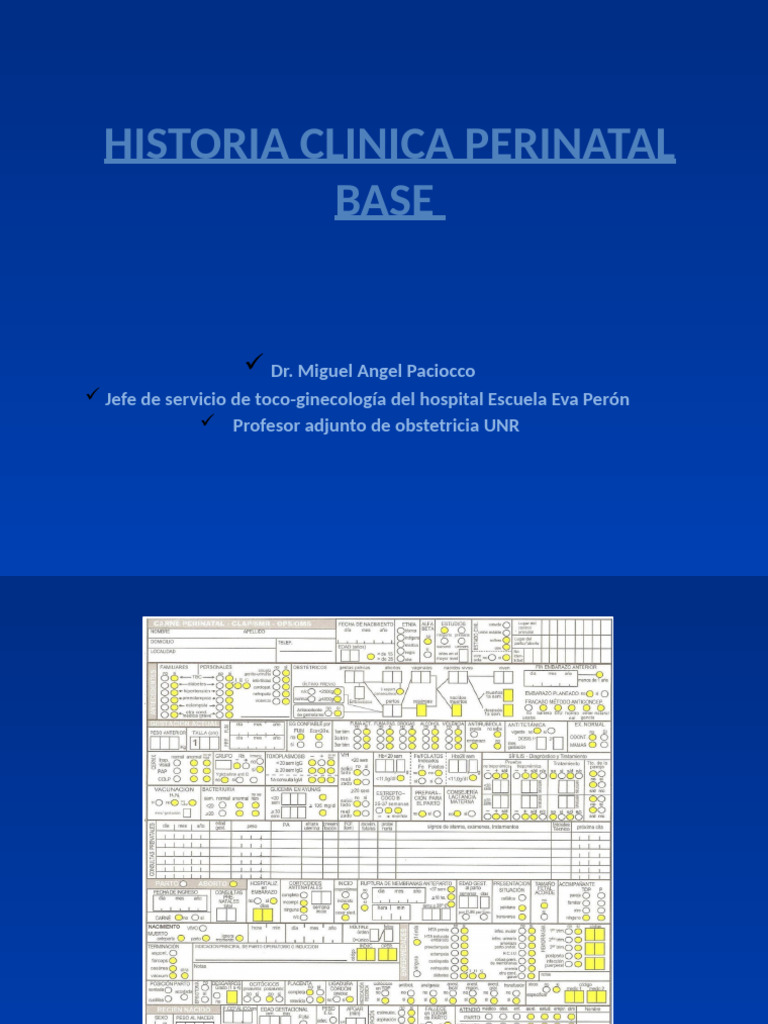 Historia Clínica Perinatal Base | PDF