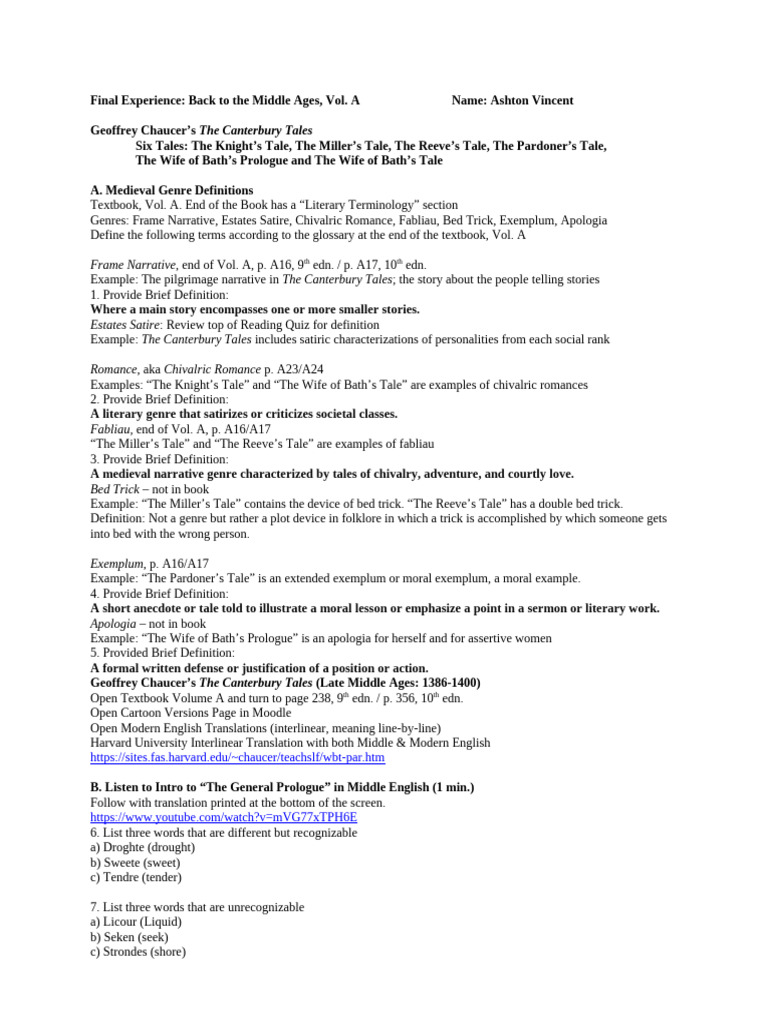 201 Canterbury Final SP24 | PDF | The Canterbury Tales
