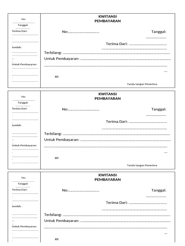 Format Kwitansi Kosong Word | PDF