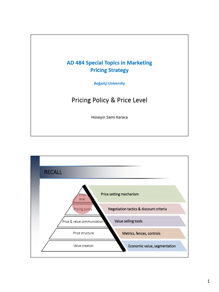 4 - AD484 Handout Slides - Pricing Policy and Price Level | PDF ...