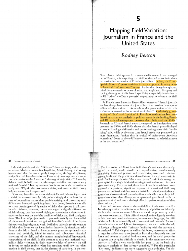 Rodney Benson Bourdieu and The Journalistic Field | PDF