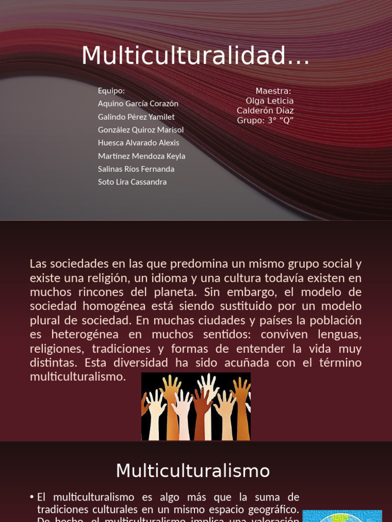 Presentación Multiculturalismo | PDF | Multiculturalismo | Politica Cultural
