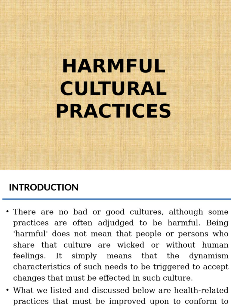 Harmful Cultural Practices Impacting Health | PDF | Female Genital ...