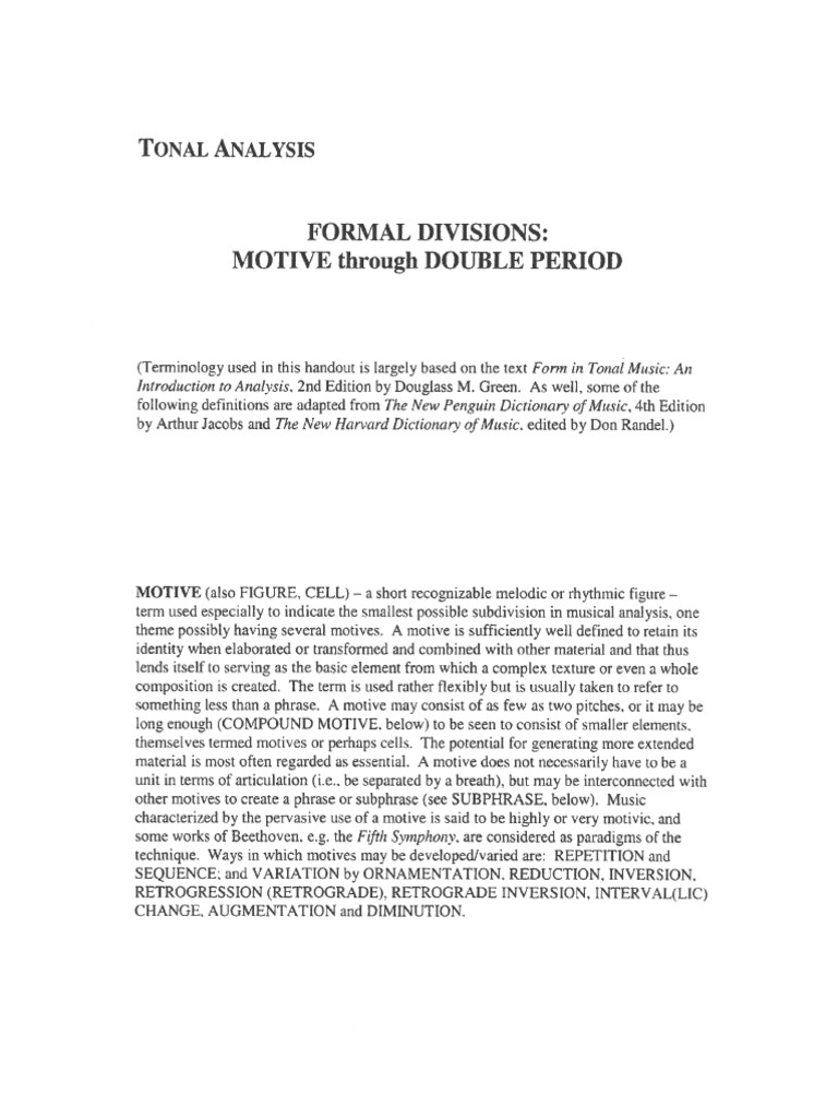 Handout-Motivic Analysis | PDF