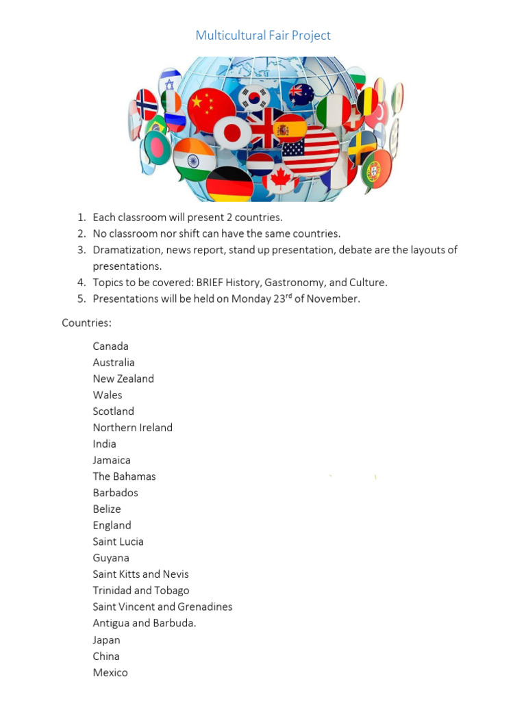 Multicultural Fair Project - 2023 | PDF