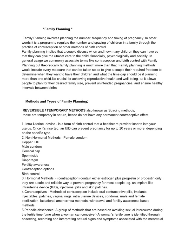 -Family Planning - | PDF | Birth Control | Family Planning