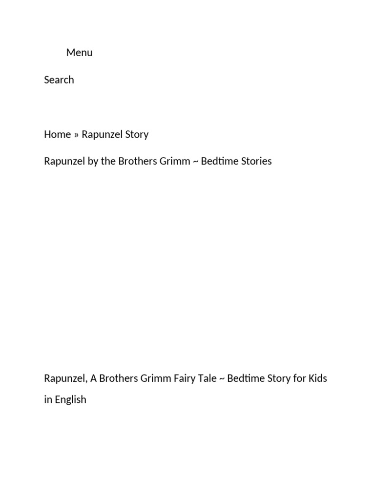 Rapunzel Fairy Tale | PDF | Rapunzel | Fairy Tales