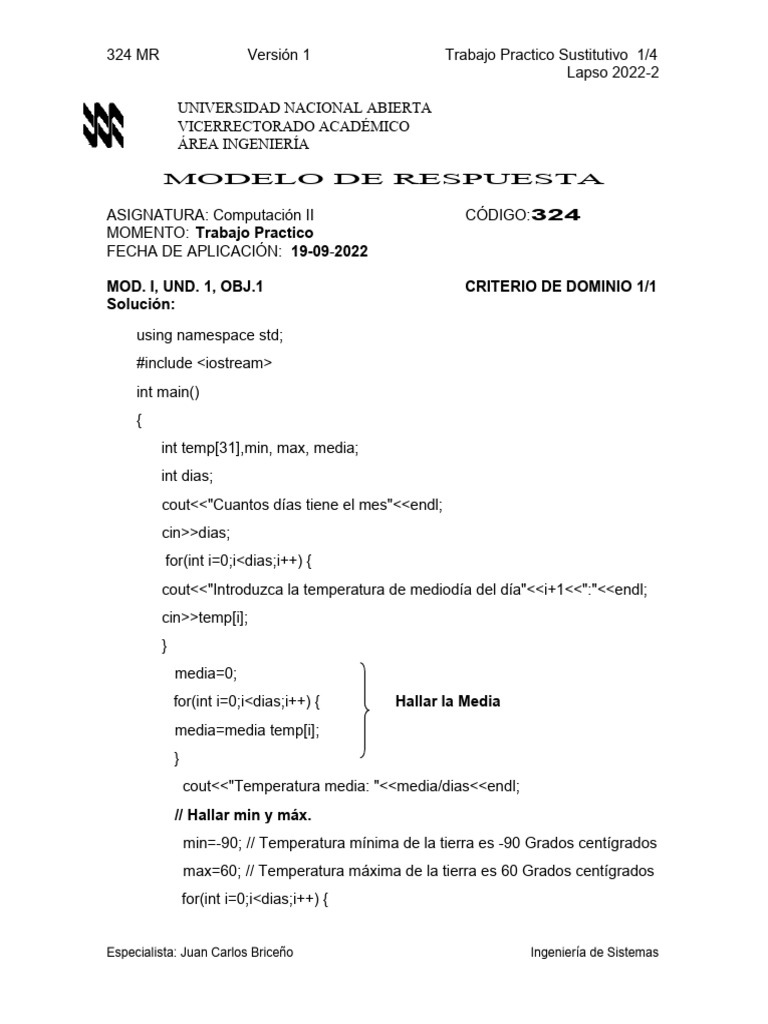 Modelo Resp. Codigo 324 | PDF | Programación orientada a objetos | Desarrollo de software